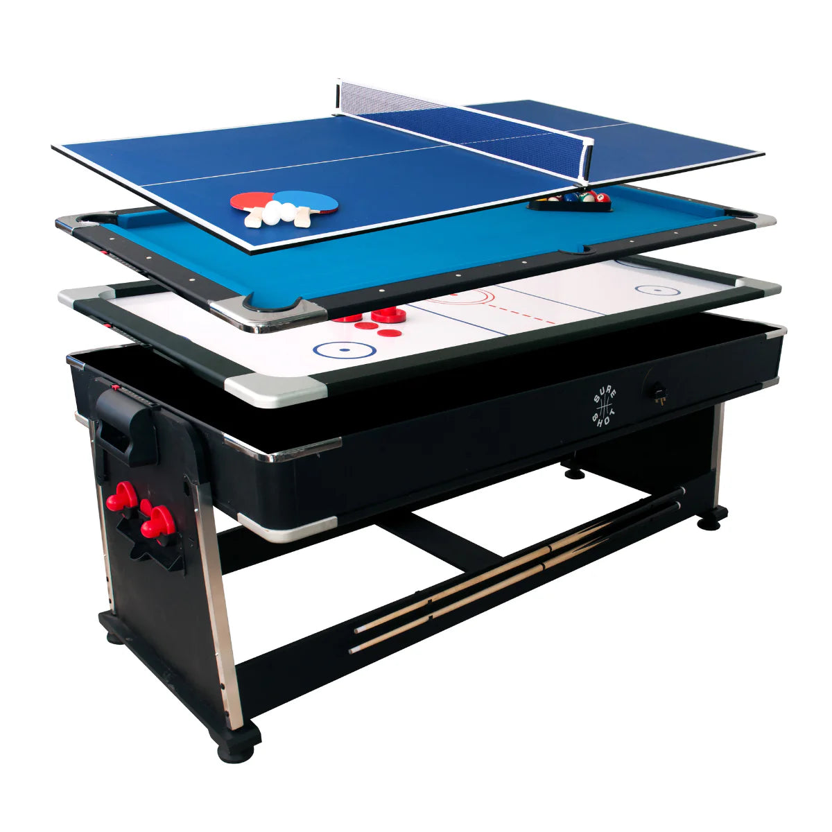 Sure Shot 4 in 1 Multi Games Table | 7ft – Deluxe Games Room